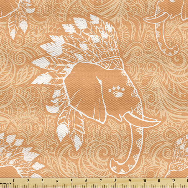 BohoLiving Gewebe als Meterware, Elephant Federn, Boho, Pale Orange Weiss | Wayfair.de